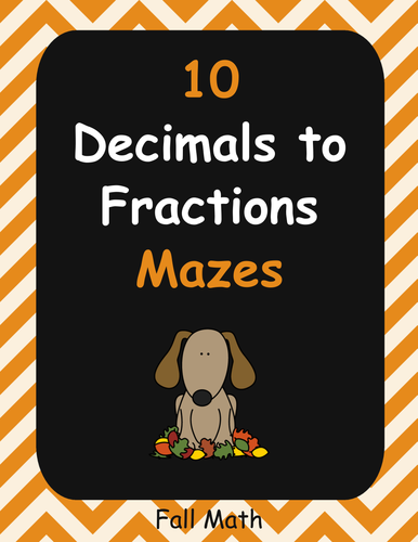 Fall Math: Decimals to Fractions Maze | Teaching Resources