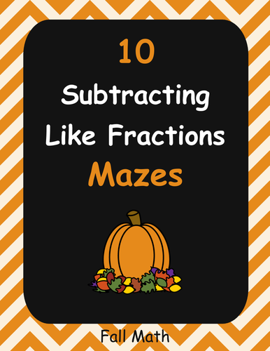 Fall Math: Subtracting Like Fractions Maze | Teaching Resources