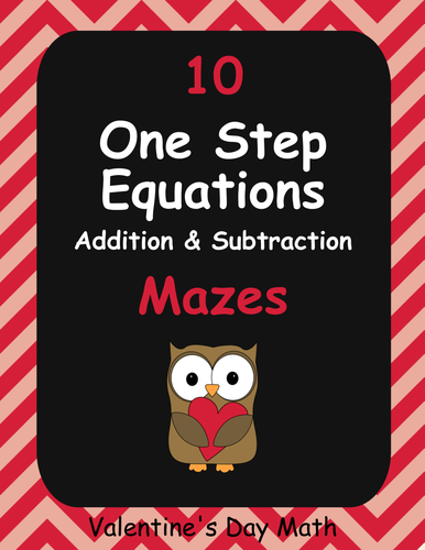 Valentine's Day Math: One Step Equations Maze (Addition & Subtraction ...