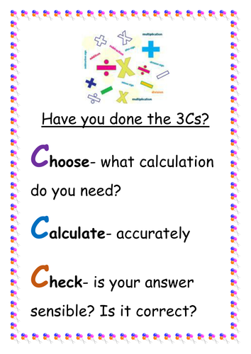 3 Cs maths poster | Teaching Resources