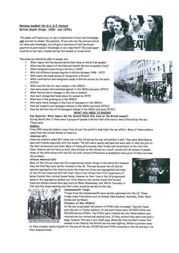 British Depth Study 1945-1975 | Teaching Resources
