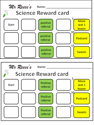 Reward / loyalty Card for Students | Teaching Resources