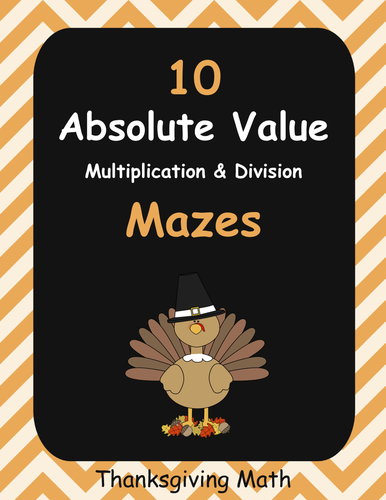 Thanksgiving Math: Absolute Value Maze - Multiplication & Division ...