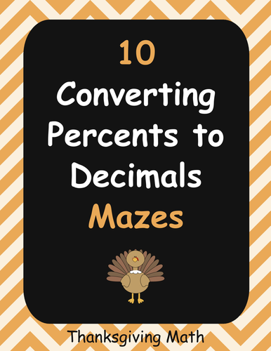 Thanksgiving Math: Converting Percents to Decimals Maze | Teaching ...