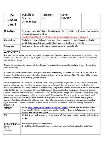 Living things unit of work for year 4 | Teaching Resources