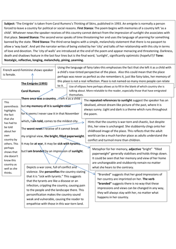 The Emigree- Conflict Poetry Collection | Teaching Resources