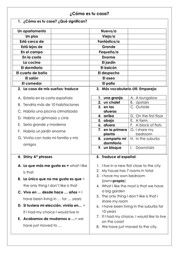 Worksheets House Spanish Chores Teacher Dave 🇬🇧