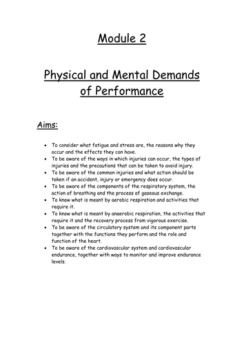 GCSE PE - Physical and Mental Demands of Performance Booklet | Teaching ...