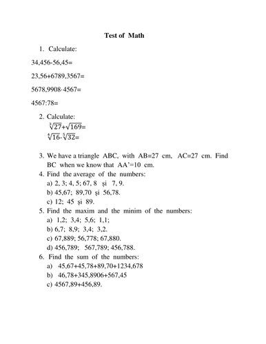 Test of Math | Teaching Resources