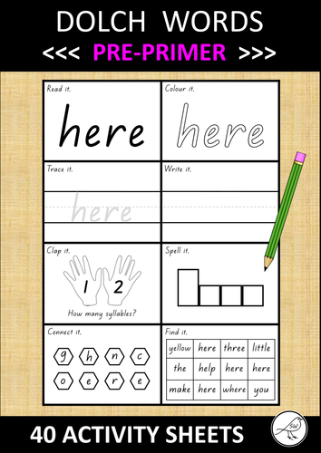 Dolch Words - Activity Sheets - Pre-Primer Level | Teaching Resources
