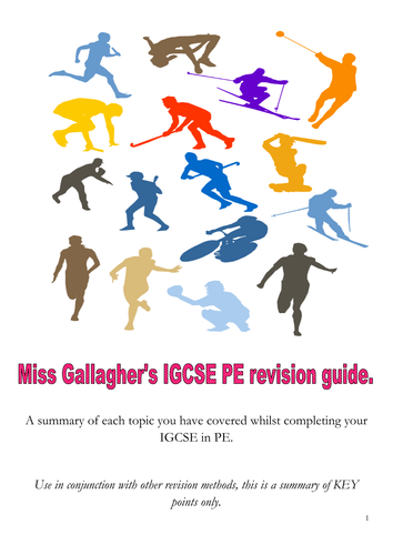 Revision Booklet Igcse Pe Cie Teaching Resources 