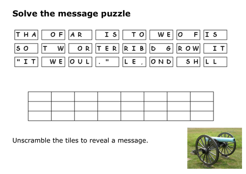 Solve the message puzzle from Robert E Lee | Teaching Resources