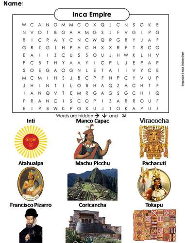 Inca Empire Word Search | Teaching Resources