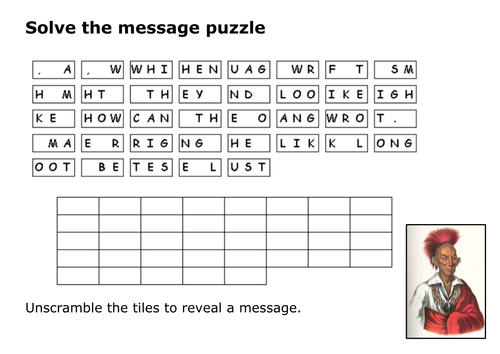 Solve the message puzzle from Black Hawk | Teaching Resources
