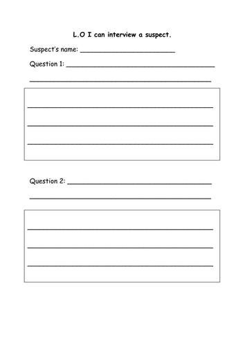 Suspect Interviews Sheet | Teaching Resources