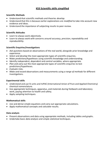 Simplified KS3 Science curriculum | Teaching Resources