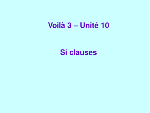 Si clauses | Teaching Resources