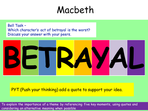 Macbeth Betrayal Theme Revision Lesson by EnglishGrade5 - Teaching ...