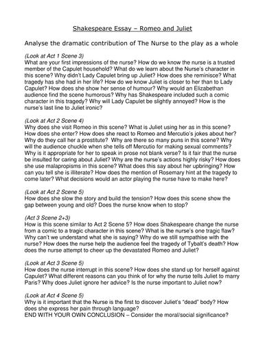 The role of the nurse in Romeo and Juliet. Essay writing guide ...