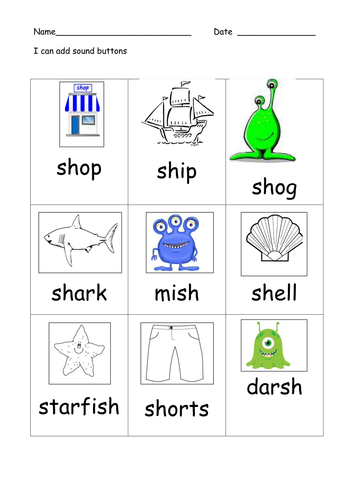 sh phoneme real and alien words | Teaching Resources