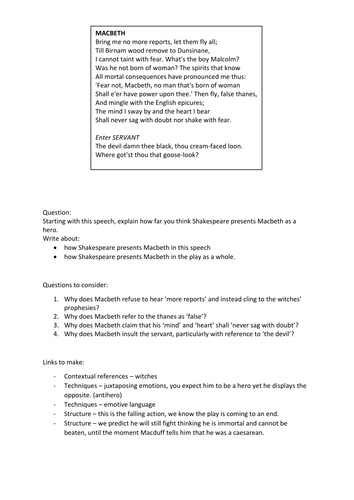 Macbeth exam focus lessons | Teaching Resources