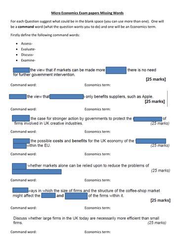 Exam missing words | Teaching Resources