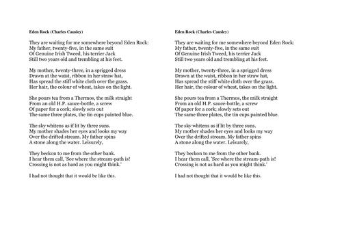 Eden Rock poetry lesson | Teaching Resources