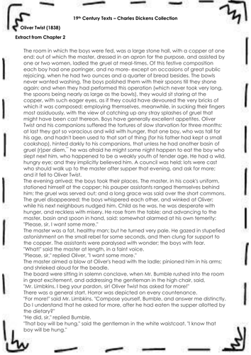 19th Century Fiction Extracts and Questions – Charles Dickens ...