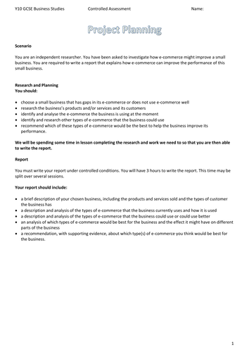 Aqa Controlled Assessment Planning Booklet And Resources For 2018