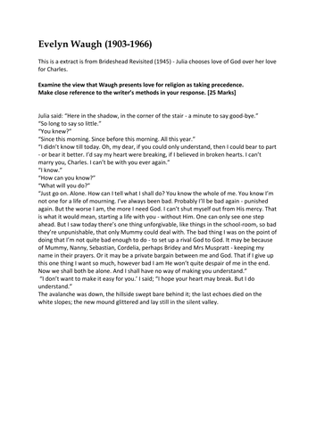 AQA English Literature Spec A AS Paper 2 Unseen Prose | Teaching Resources AQA English Literature Spec A AS Paper 2 Unseen Prose | Teaching Resources