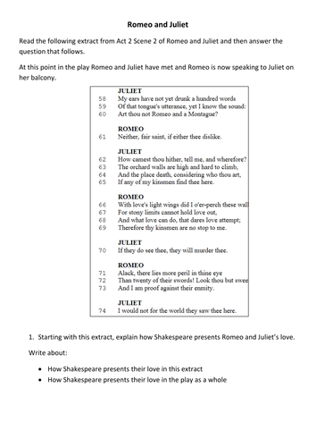 Romeo and Juliet Practice Q AQA English Literature | Teaching Resources Romeo and Juliet Practice Q AQA English Literature | Teaching Resources