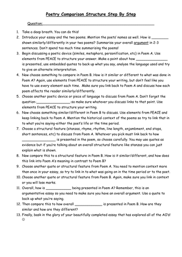 AQA English Literature Poetry Comparison Step by Step Guide | Teaching ...