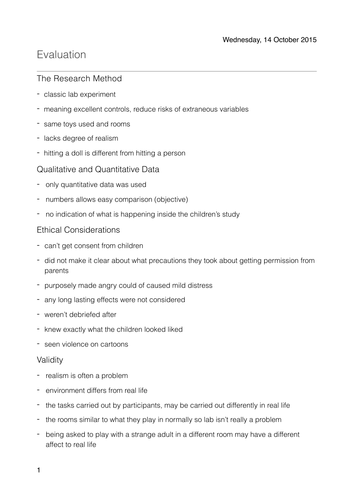 Evaluation of Bandura | Teaching Resources