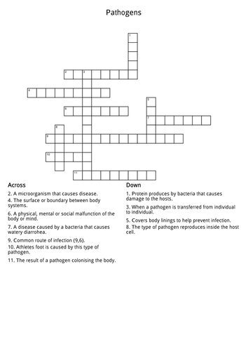 Pathogens crossword | Teaching Resources