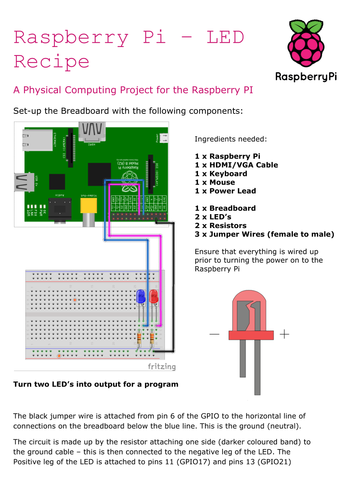 Setting Up A Raspberry Pi And Coding It To Turn Lights On And Off Using Leds Teaching Resources 