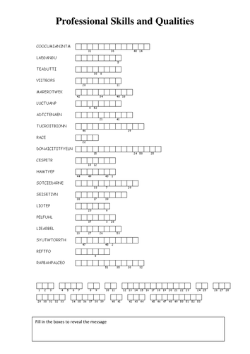 Professional skills and qualities activity | Teaching Resources