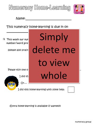 homework sheet ready to print out and send home problem solving ...