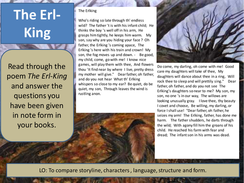 The Bloody Chamber - Erl-King | Teaching Resources