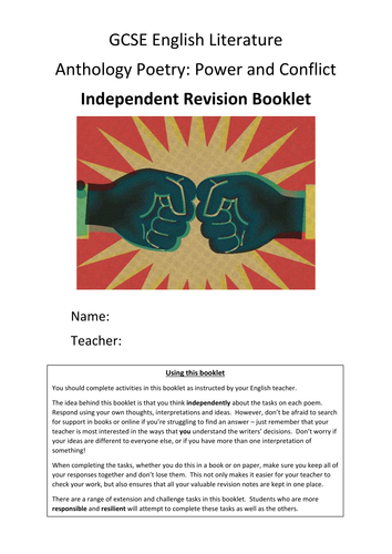 AQA Poetry Power and Conflict Revision Booklet | Teaching Resources