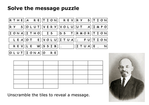 Solve the message puzzle from Lenin | Teaching Resources