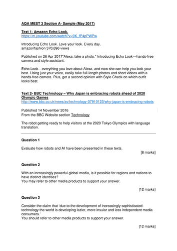 MEST 3 Section A- robots/ AI | Teaching Resources