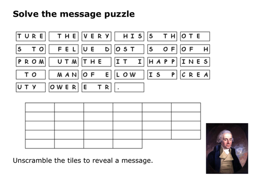 Solve the message puzzle from William Wilberforce | Teaching Resources