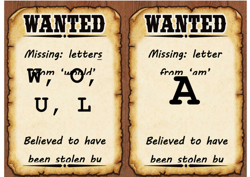 WANTED contraction word posters | Teaching Resources