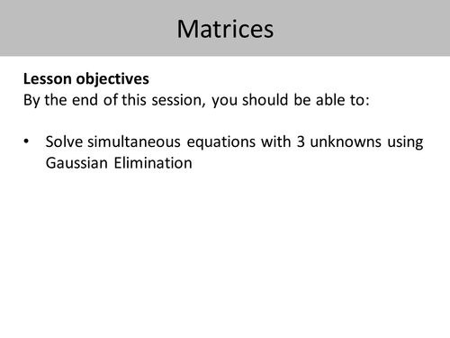 Gaussian Elimination Teaching Resources 