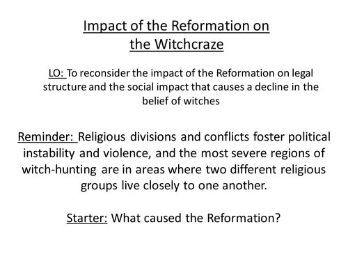 Y312 Witchcraze: impact of the Reformation | Teaching Resources