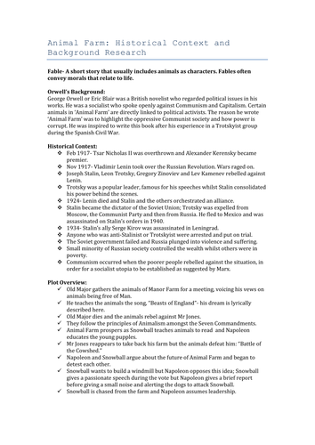 Animal Farm- Context and Characters | Teaching Resources