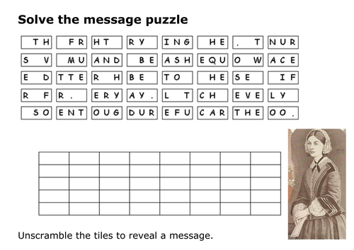 Solve the message puzzle from Florence Nightingale | Teaching Resources