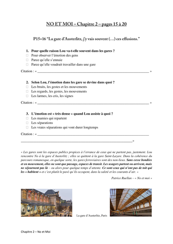 No et moi - Analysis of chapter 2 | Teaching Resources