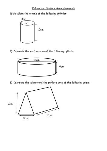 GCSE Higher Vol and SA questions | Teaching Resources