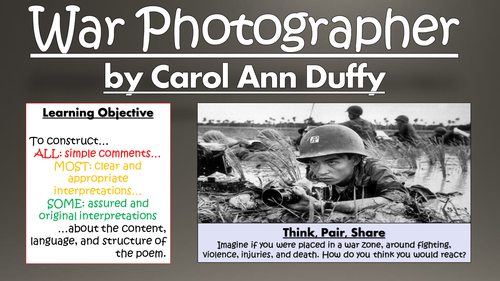 War Photographer - Carol Ann Duffy | Teaching Resources